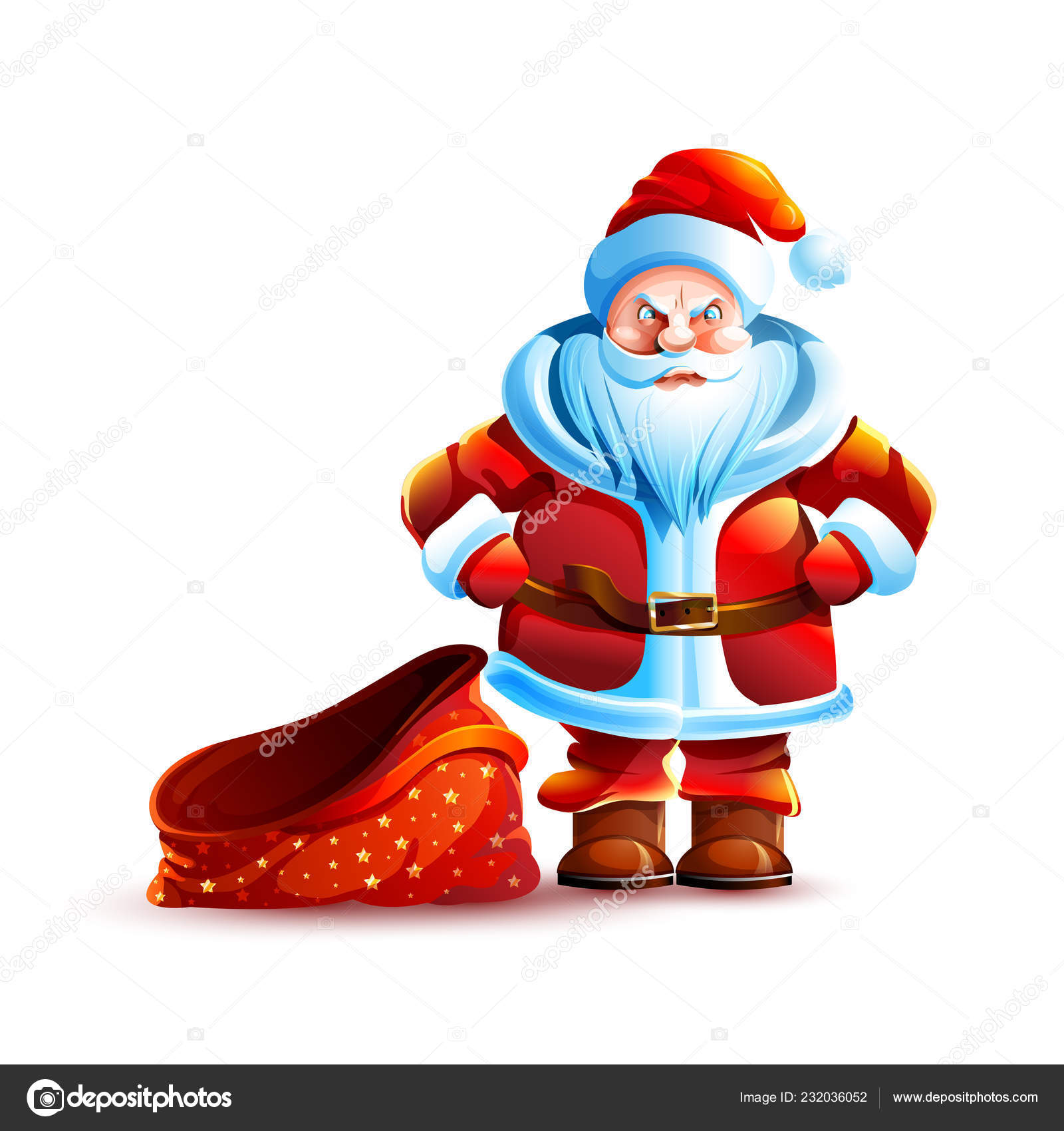 Vector Illustration Isolated Character Santa Claus Empty Bag Gift ...