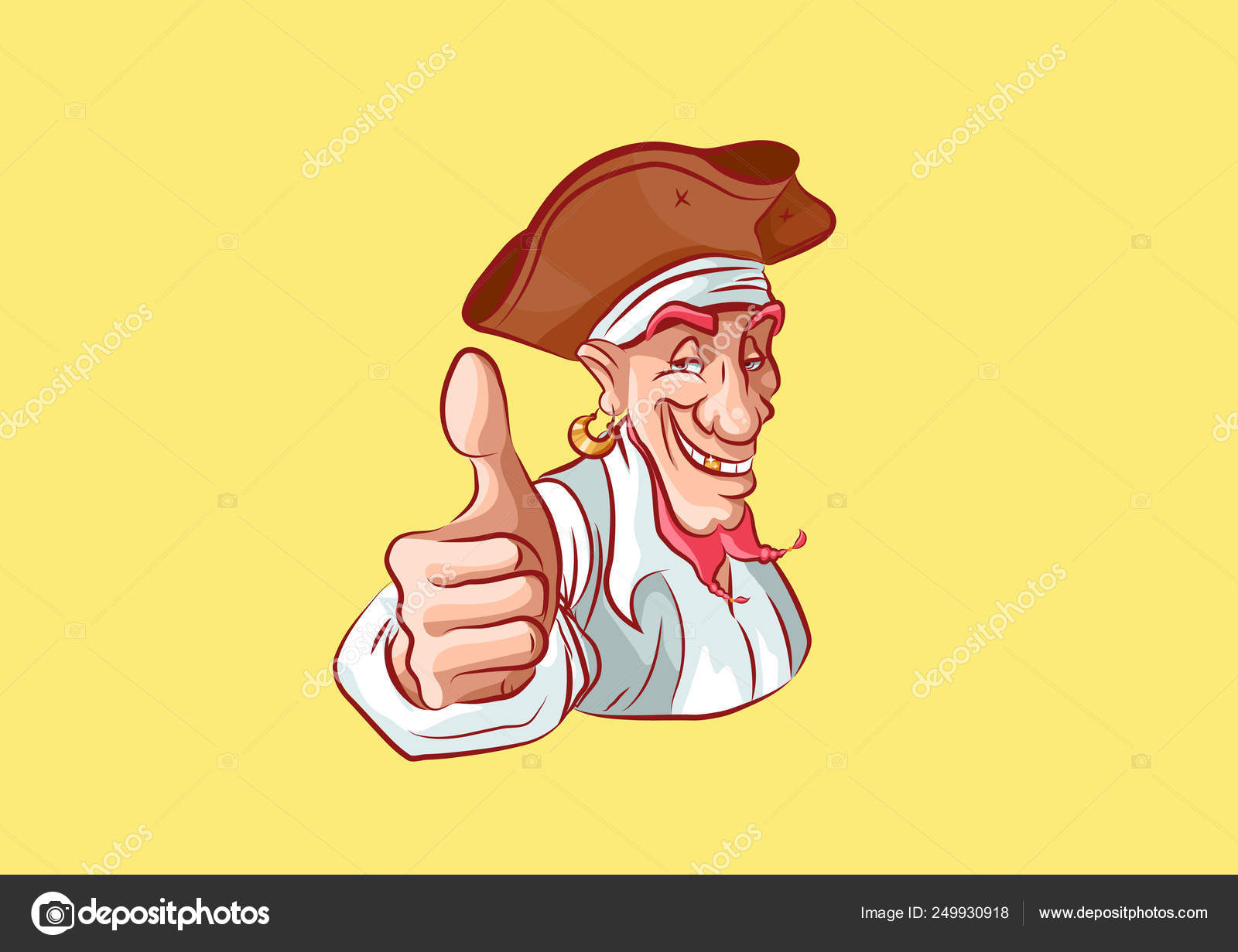 Emoji sticker captain mascot happy show thumb Stock Vector by ...