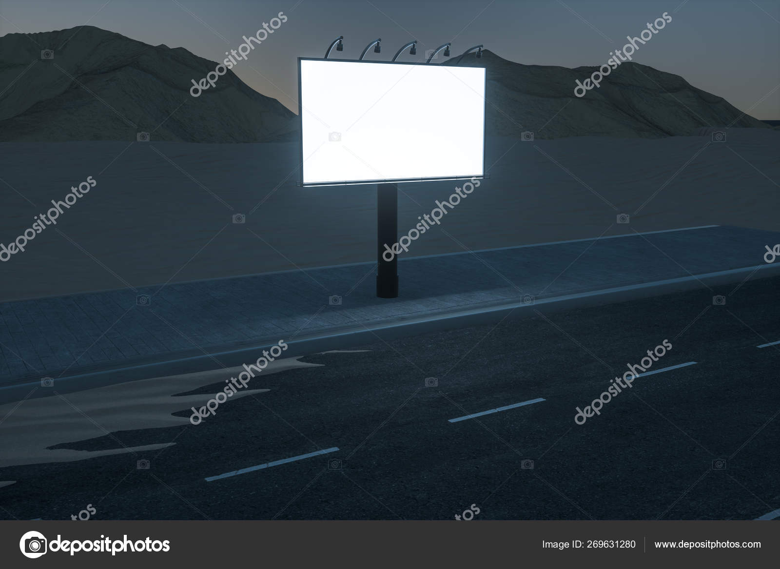 3d rendering, advertising billboard on the side of road. Stock Photo by ...