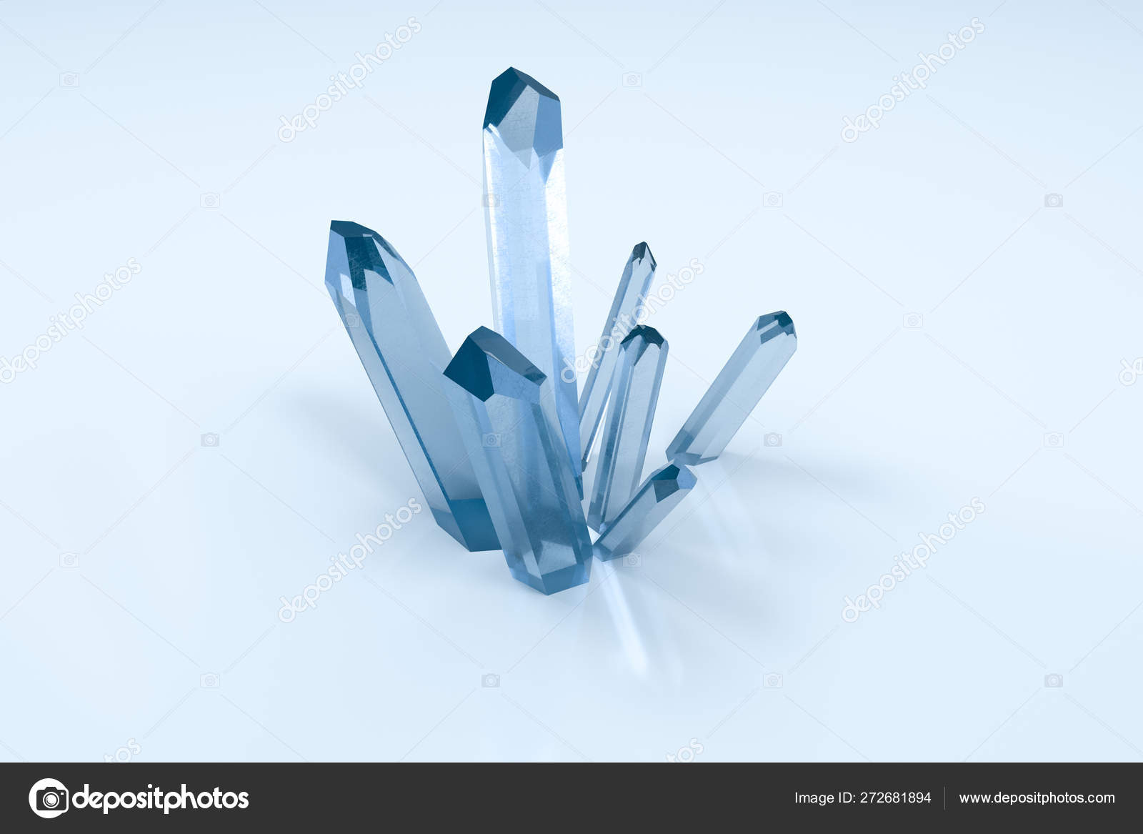 A cluster of blue magic crystal gather together, 3d rendering. Stock ...