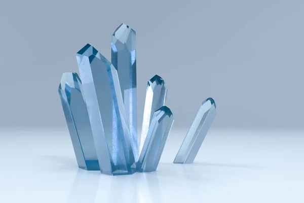 A cluster of blue magic crystal gather together, 3d rendering. Stock ...