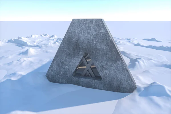 Fantasy concrete tunnel building, triangle tunnel. 3d rendering ...