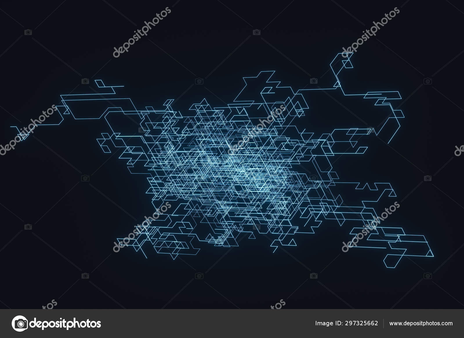 Blue cyber space with crossed glowing lines, 3d rendering. Stock Photo ...