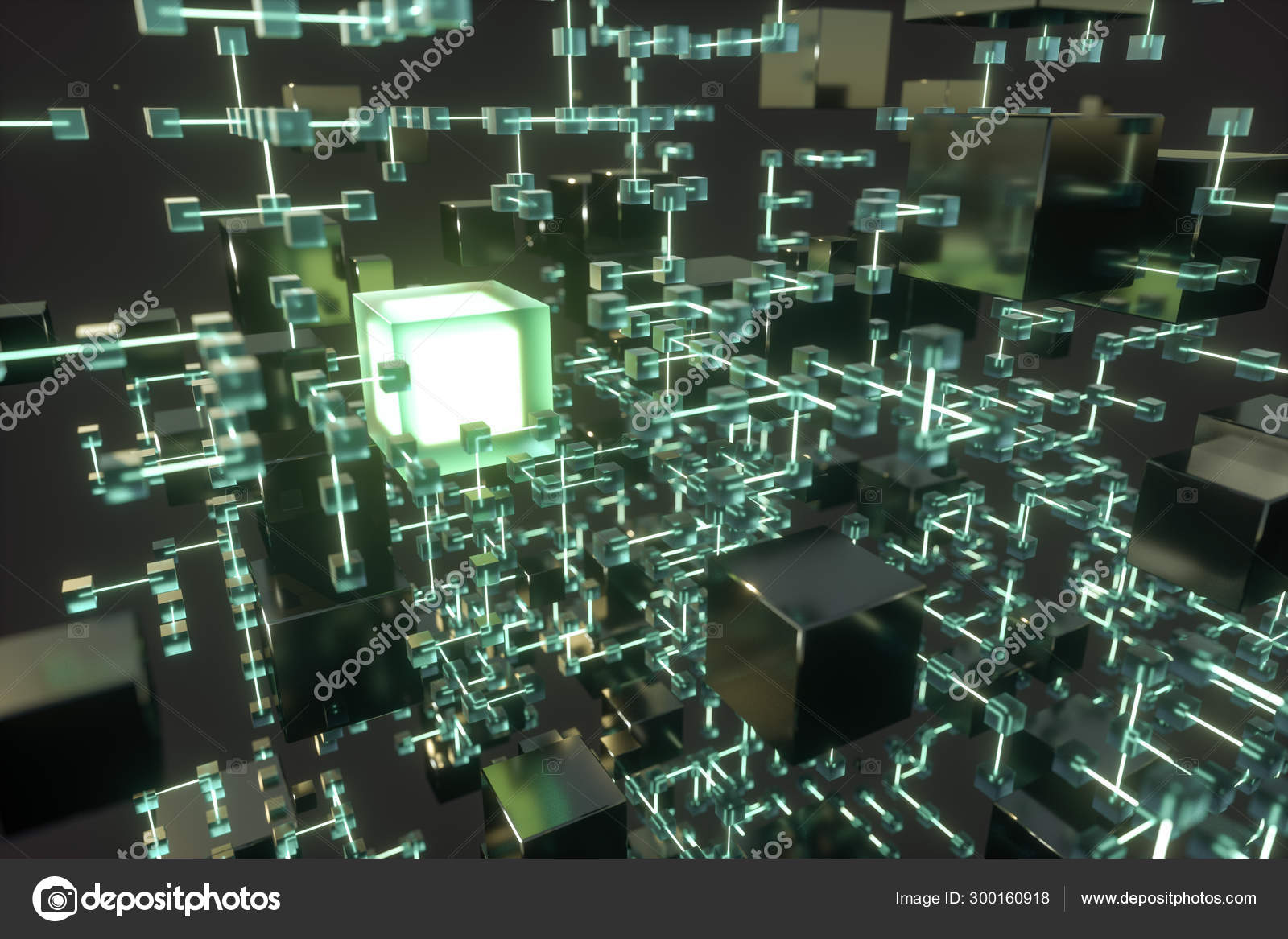 Glowing lines and cubes, technical and scientific background, 3d rendering. Stock Photo by ...