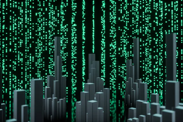 Glowing lines and cubes, technical and scientific background, 3d ...