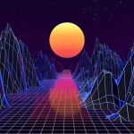 3d background Illustration Inspired by 80's Scene synthwave and ...