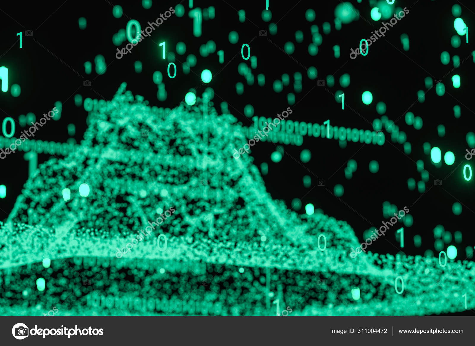 Glowing binary digit with dark background, 3d rendering — Stock Photo ...