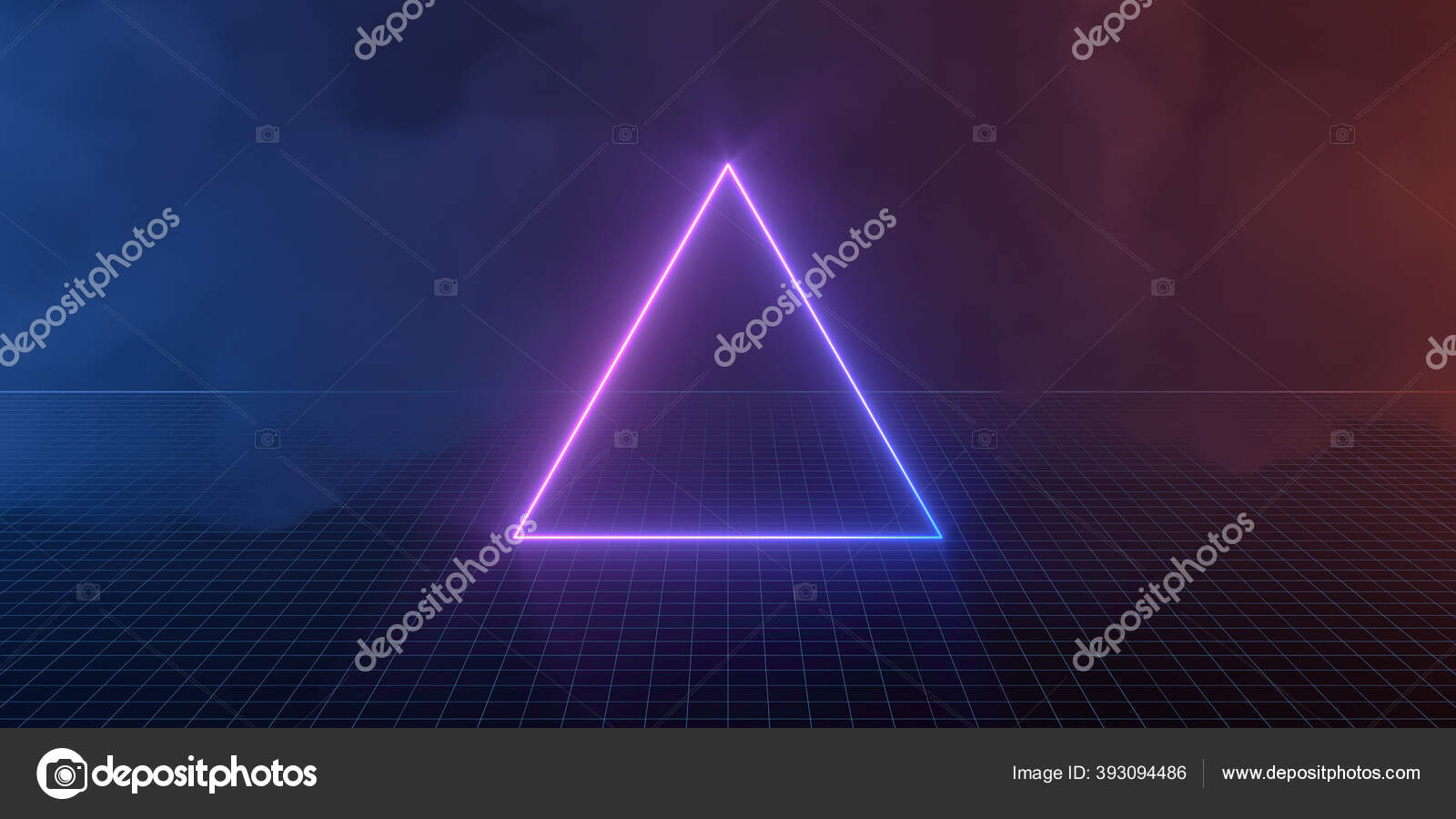 Purple Neon Triangle Laser Line Dark Background Rendering Computer ...