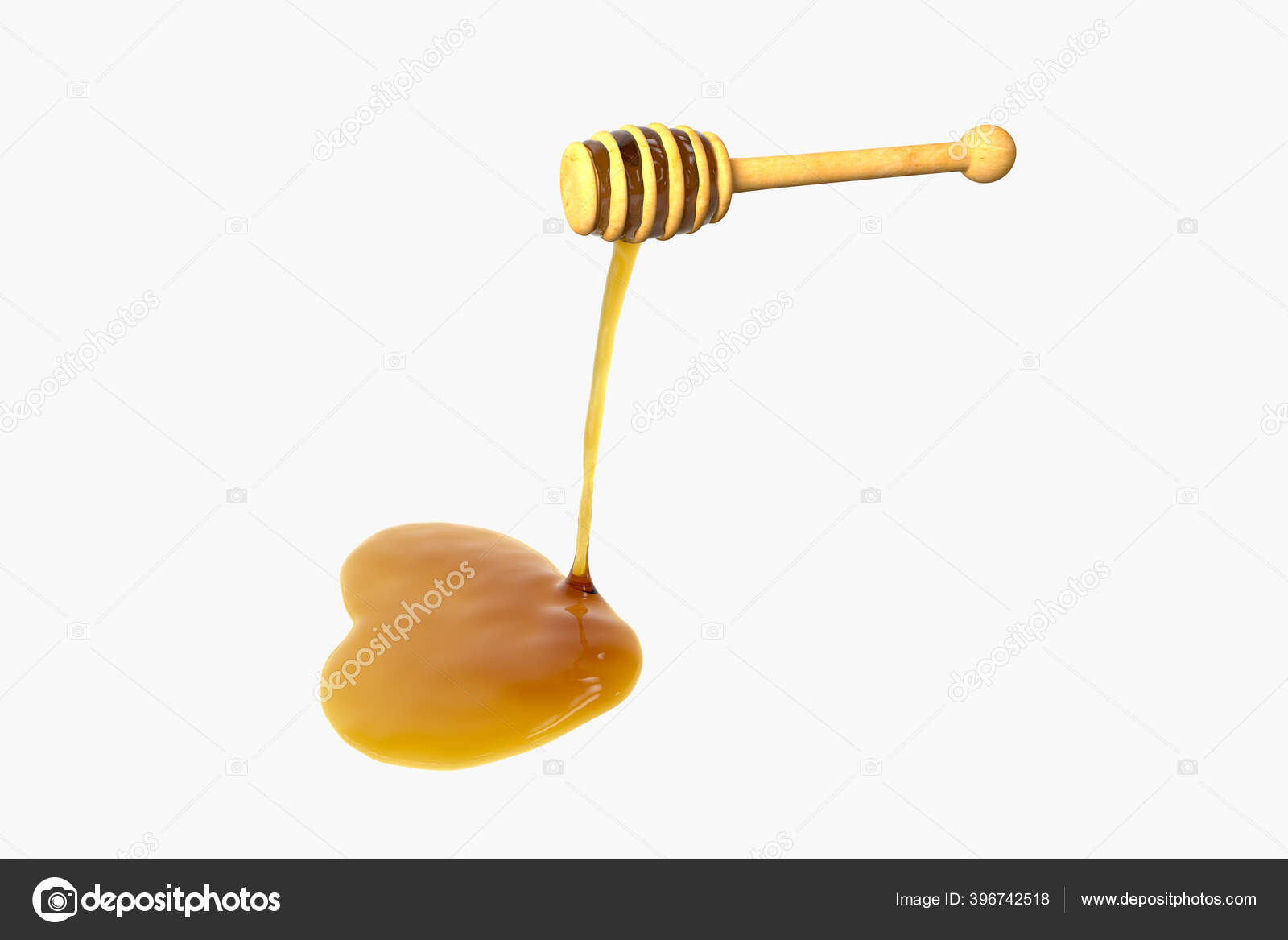 Golden Honey Drop Honey Dipper Rendering Computer Digital Drawing ...