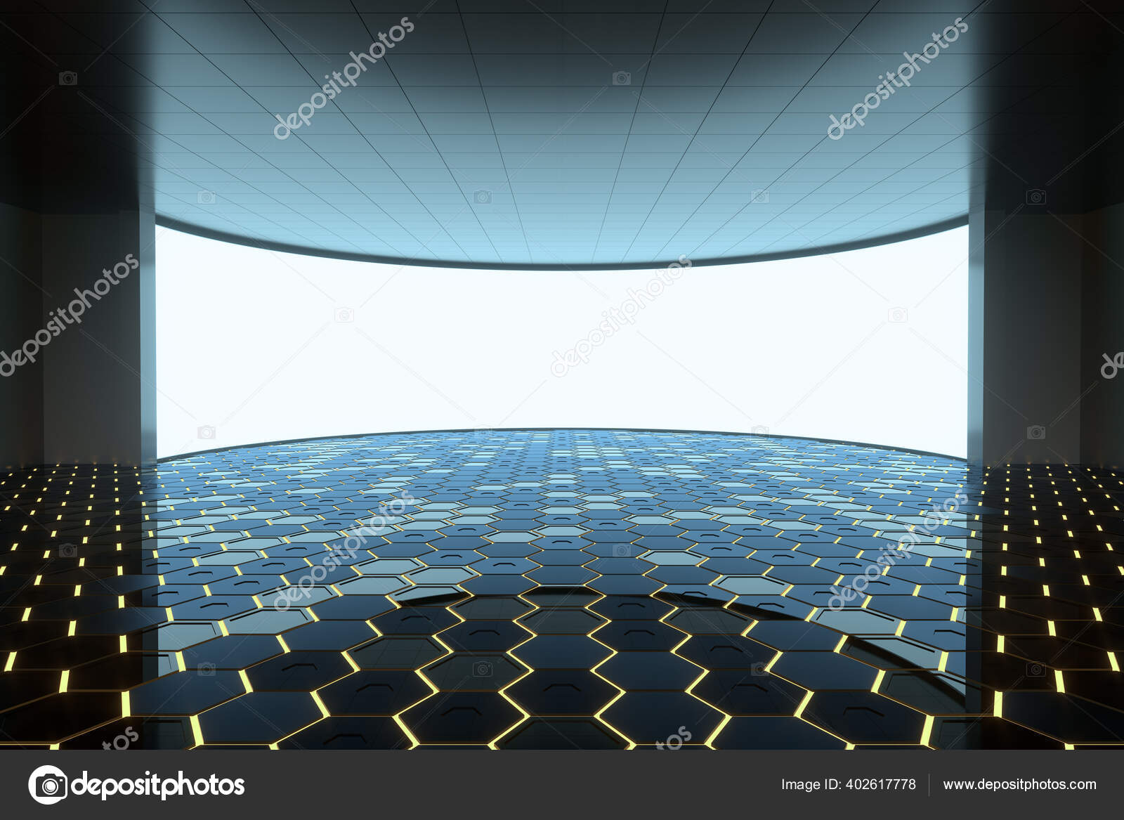 Empty Room Glowing White Screen Rendering Computer Digital Drawing ...