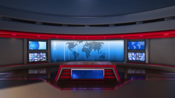 News Studio Set Virtual Green Screen Background Loop Motion Footage ...