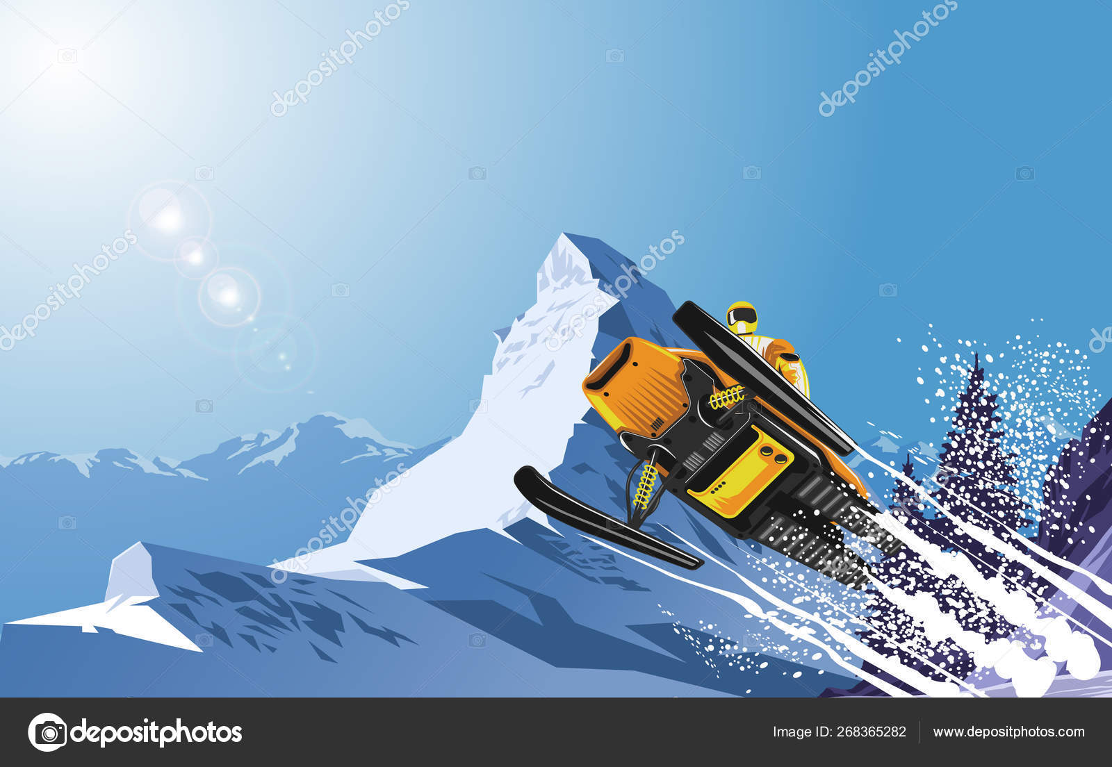 Snowmobile on the snow mountain Stock Illustration by ©aekaek55555555 ...