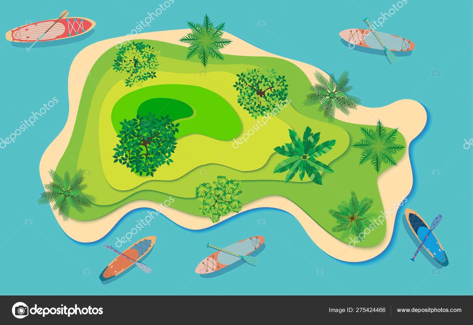 Topview Island Ocean — Stock Vector © aekaek55555555@gmail.com #275424466
