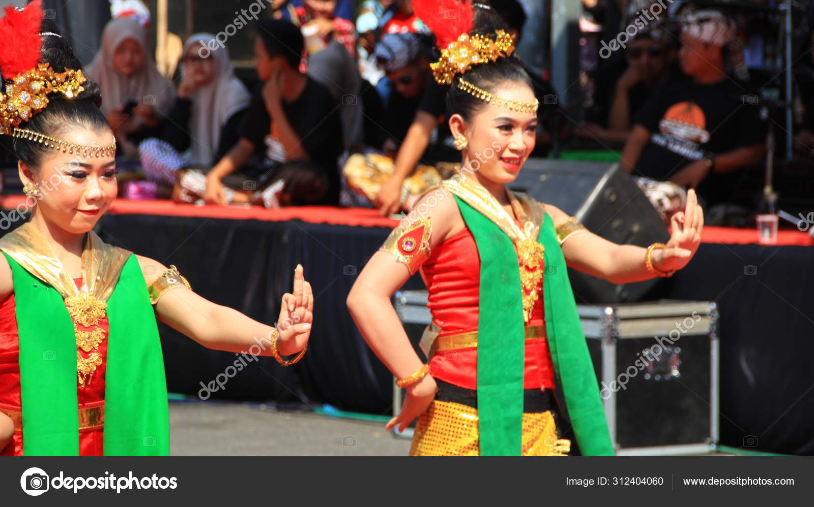 Group Dancers While Performing Street Stage Dancing Traditional ...