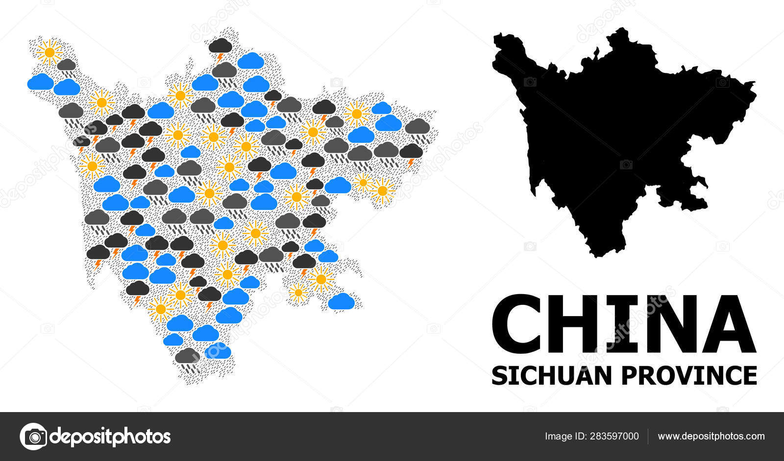 Weather Pattern Map of Sichuan Province Stock Vector Image by ...