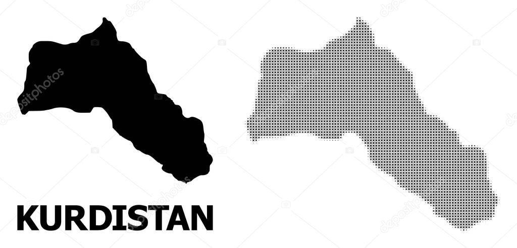 Patrón de semitono vectorial y mapa sólido del Kurdistán 2024