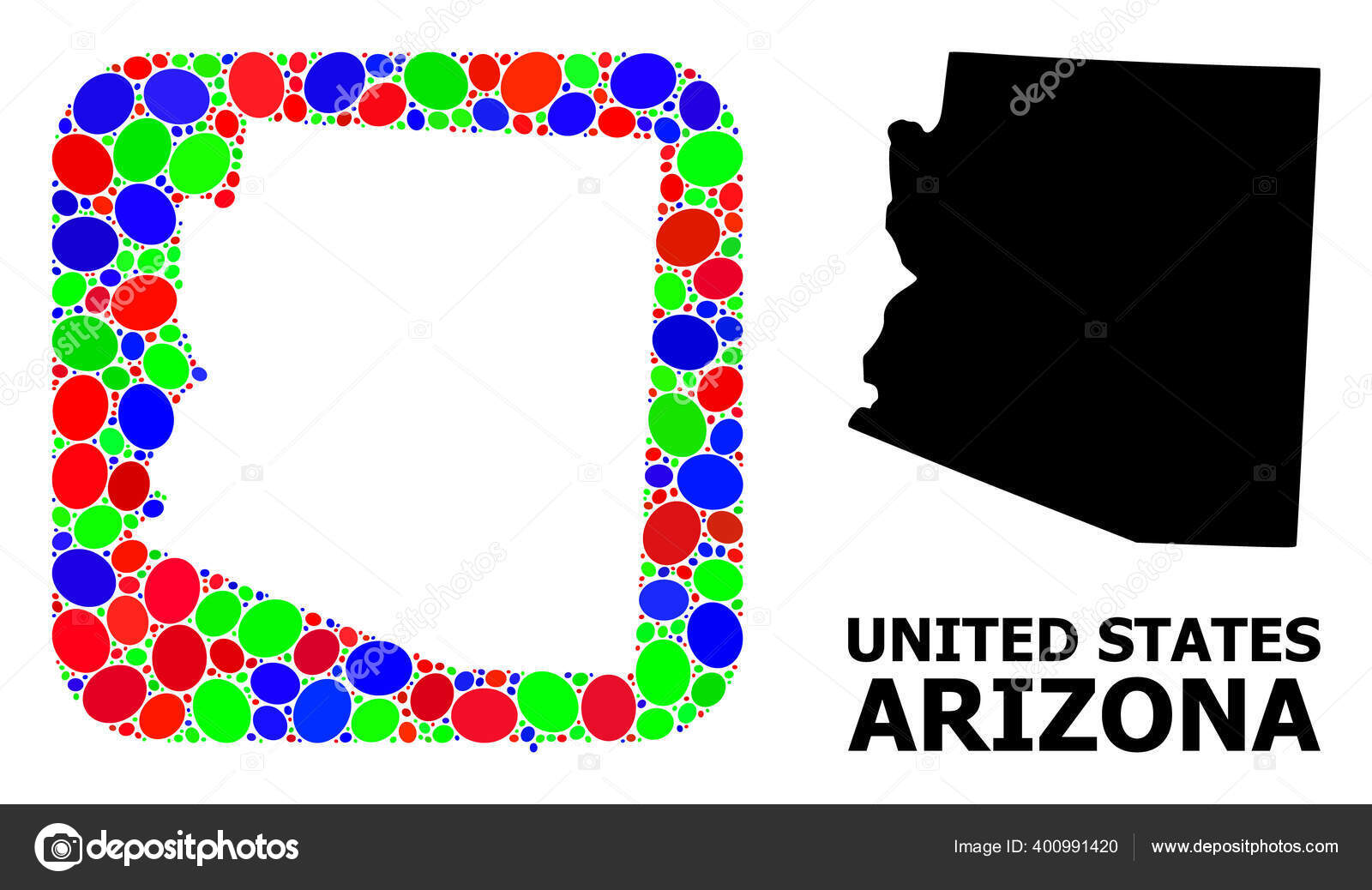 Mosaic Stencil and Solid Map of Arizona State Stock Vector by ...