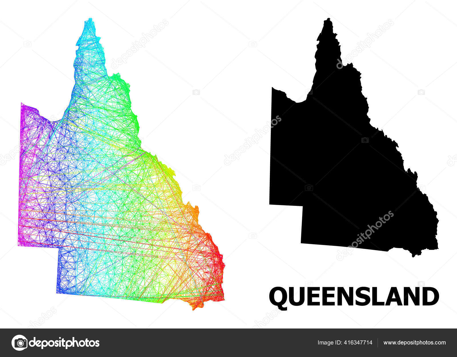 Network Map of Australian Queensland with Rainbow Colored Gradient ...