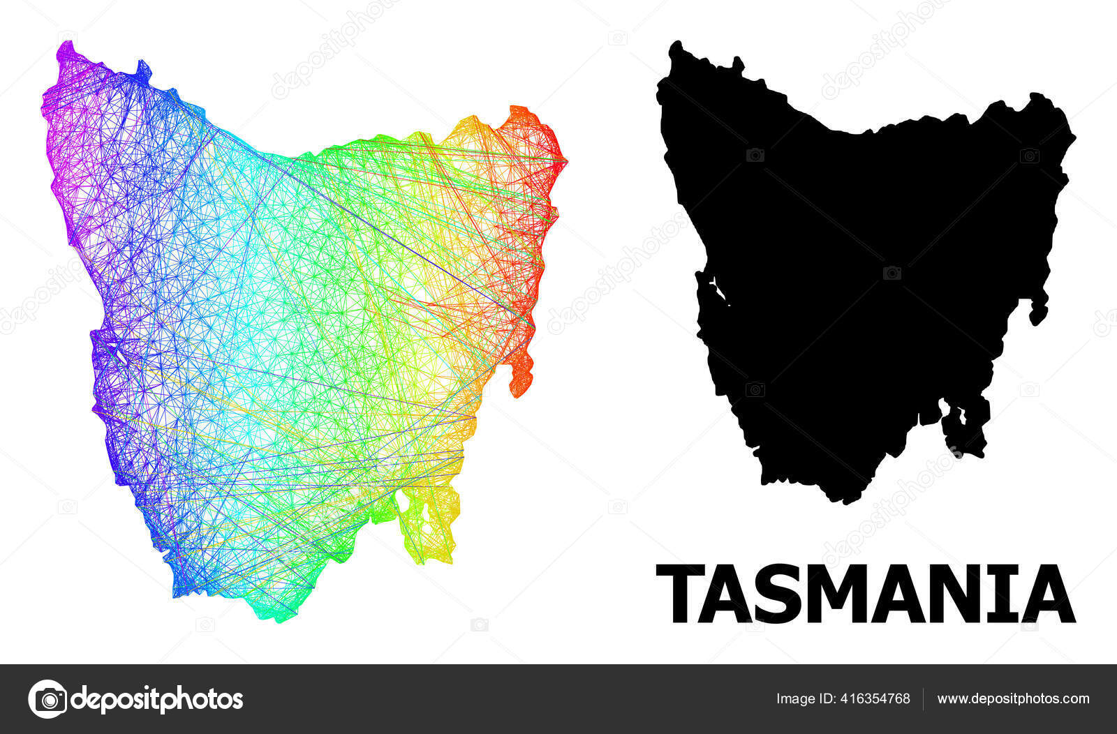 Net Map of Tasmania Island with Spectrum Gradient Stock Vector Image by ...