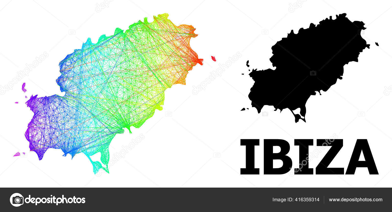 Ibiza Island Map Ibiza Island Spain Artistic Map Poster | Premium