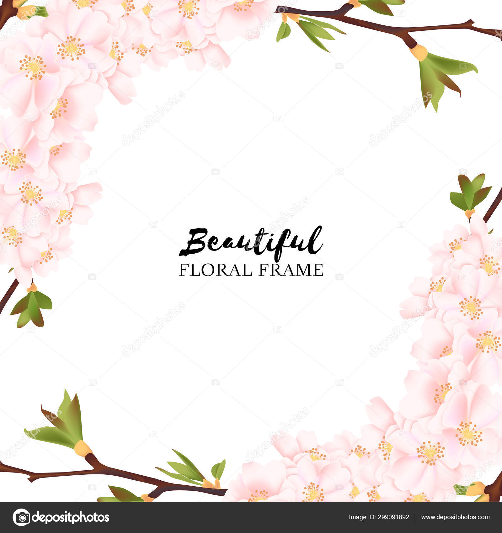 Hermoso Vector Ilustración Marco Floral Con Flores Vector de stock ...