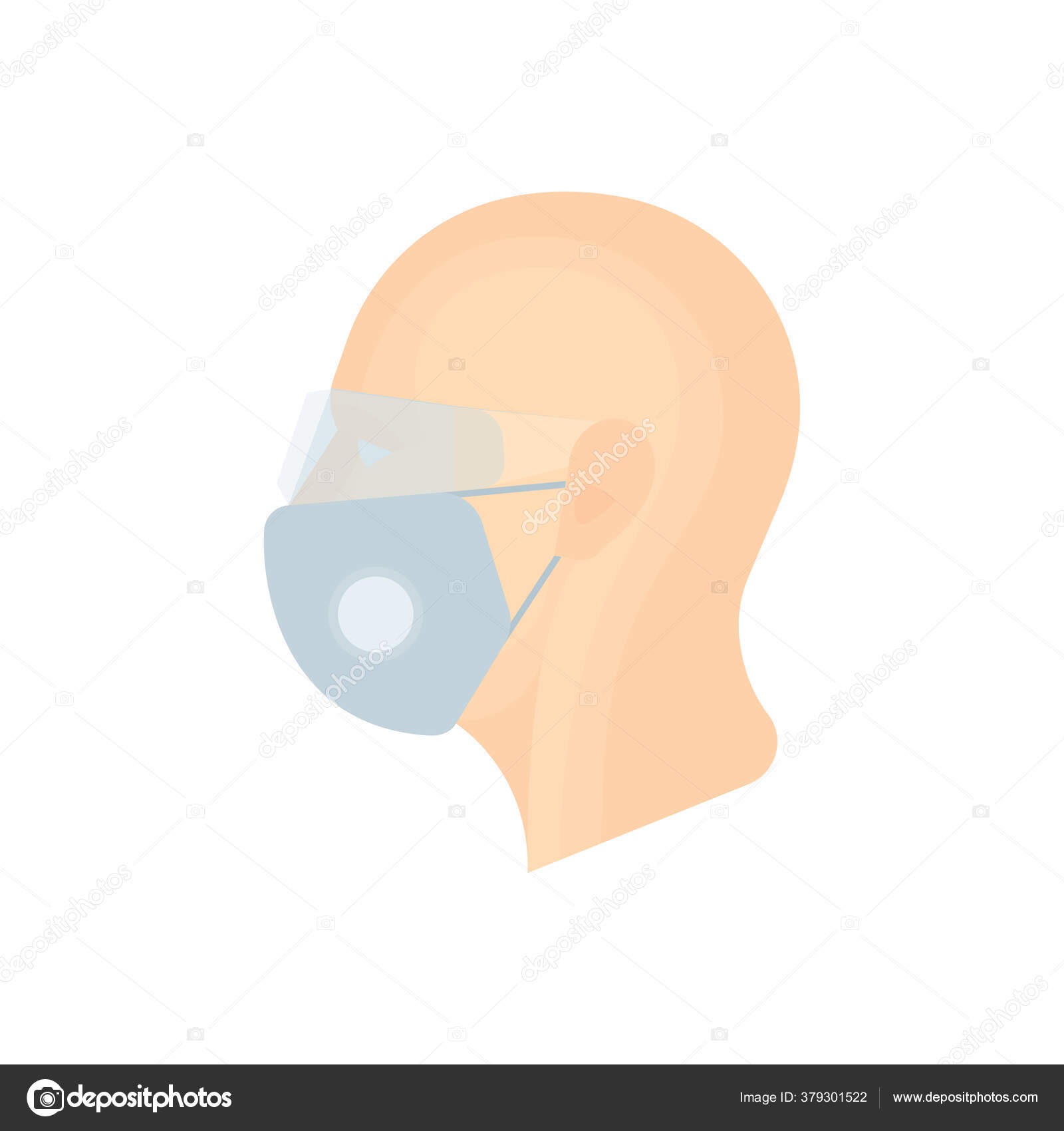 Human Head Profile Medical Protective Mask Human Head Sign Biohazard ...