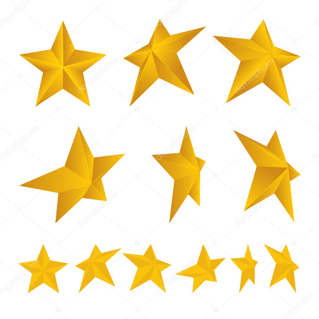Estrella. Conjunto de iconos isométricos y vectores de estrellas planas ...