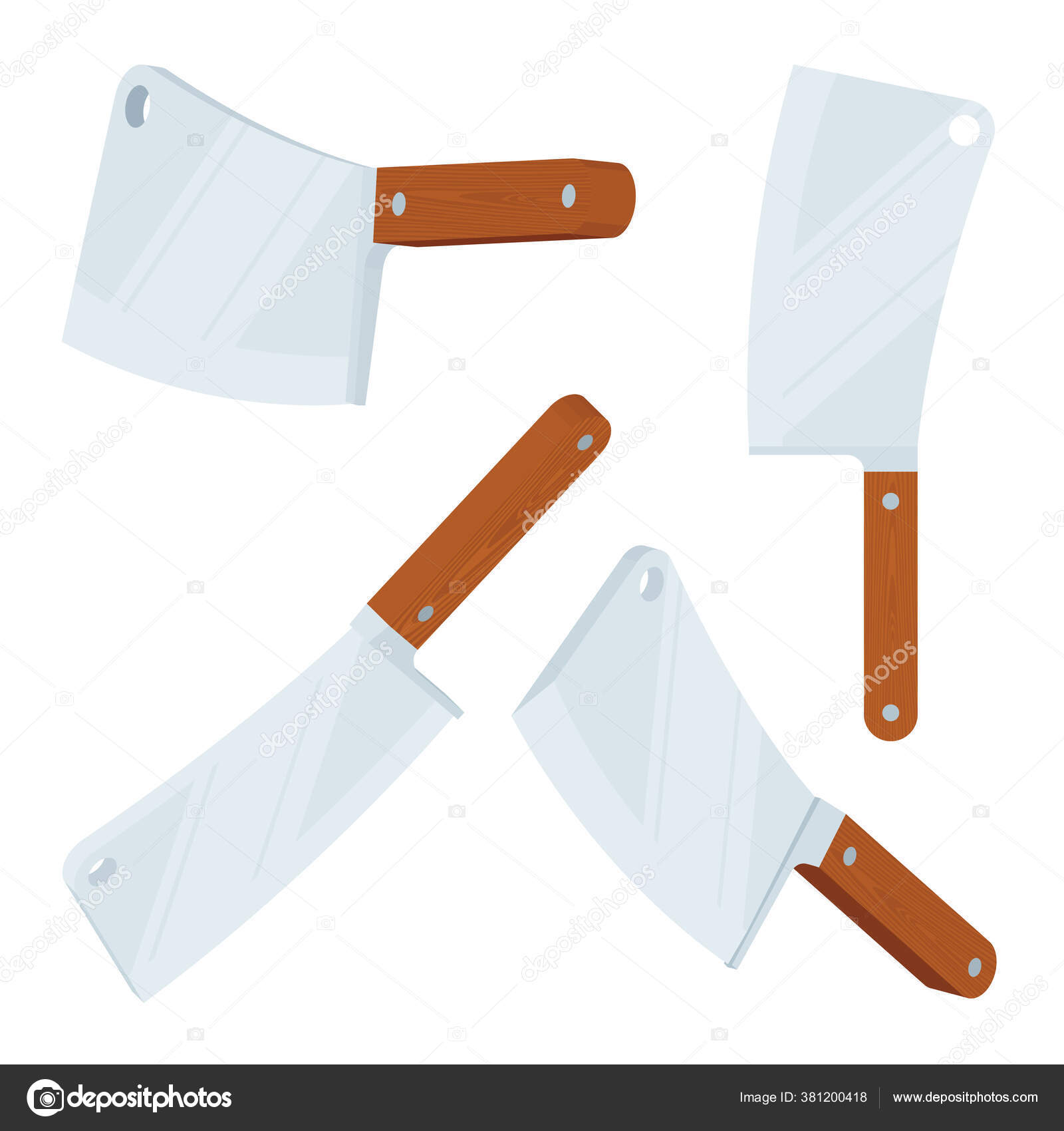 Cleaver Vintage Cleavers Vektor Illustrationen Set Realistische Spalter ...