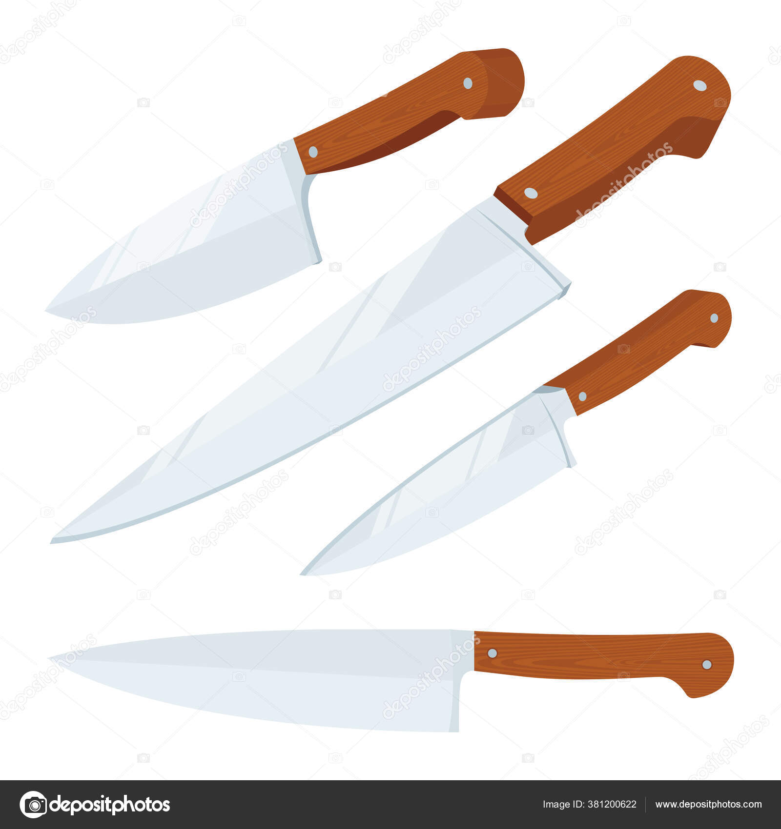 Cocina Cuchillos Vector Ilustraciones Conjunto Colección Iconos ...