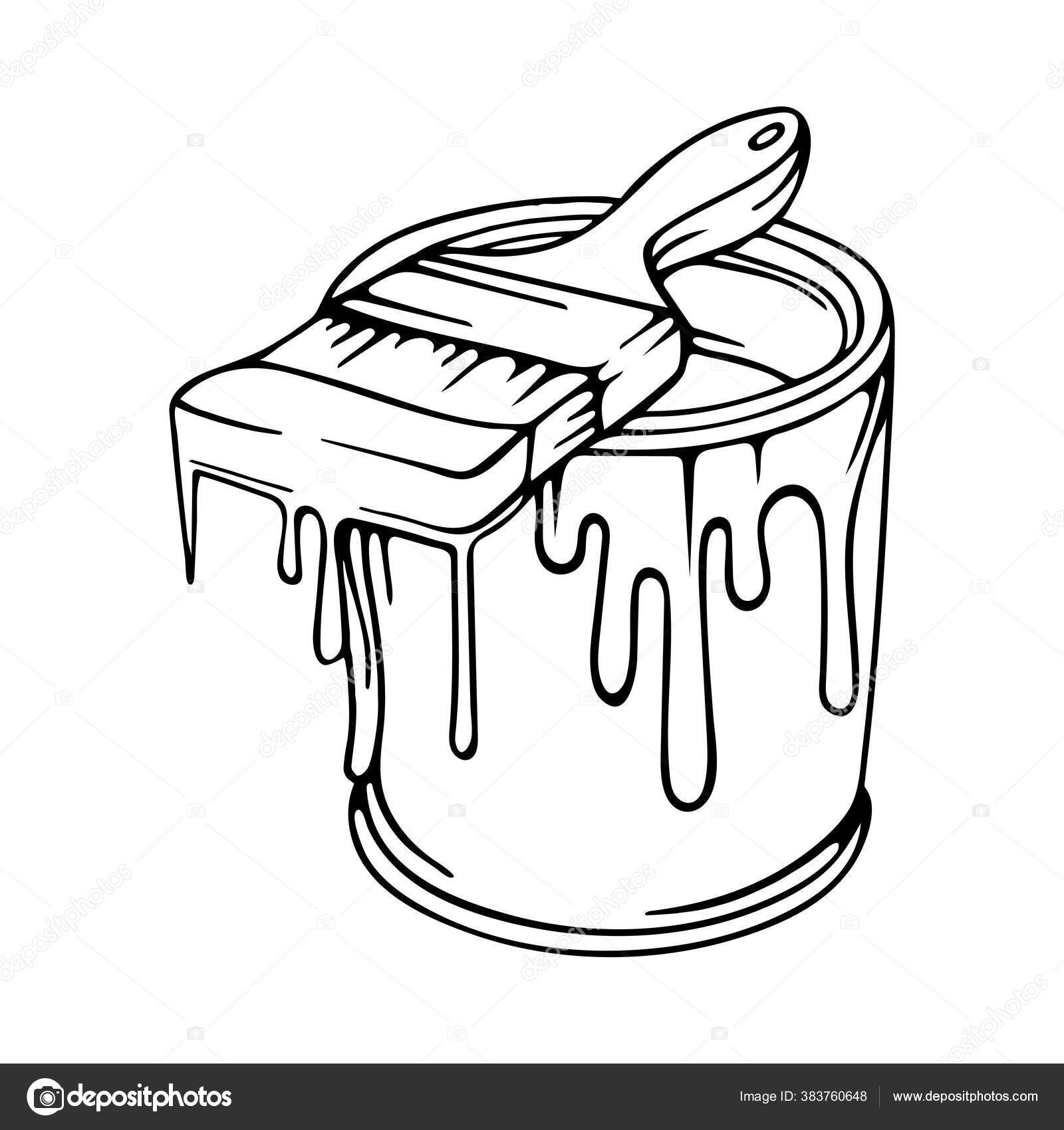 Paint Brush Color Can Sketch Drawing Paintbrush Tin Paint Color Stock ...