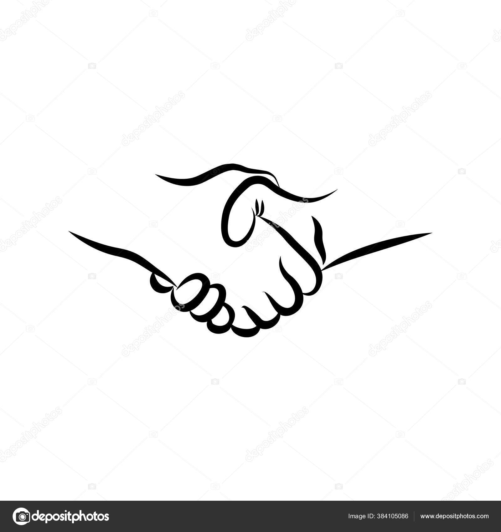 Potřesení Rukou Ručně Kreslené Vektorové Ilustrace Skica Kreslení ...