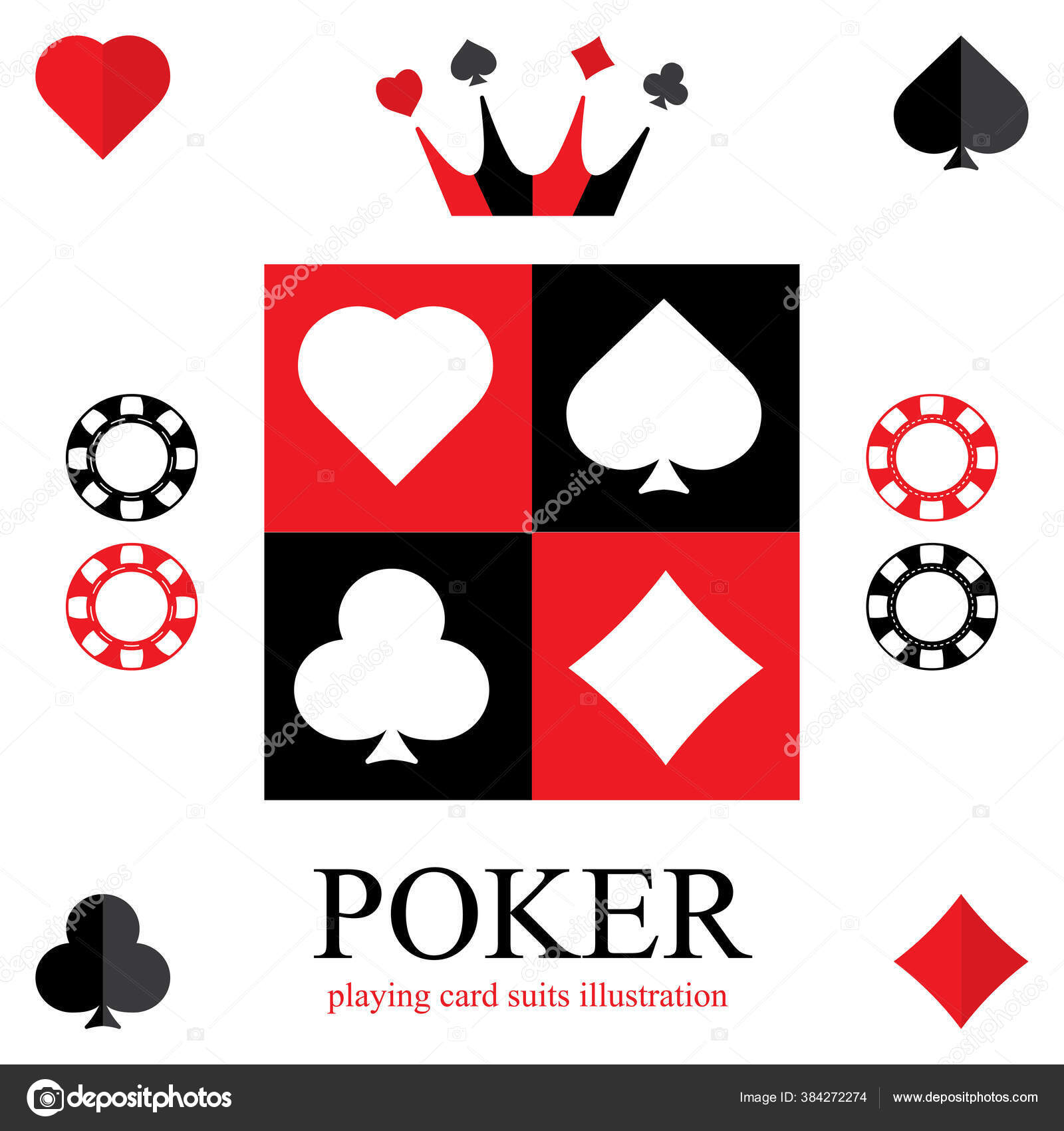 Playing Card Suits Set Card Suits Flat Style Design Elements Stock ...