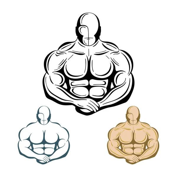 Strong Man Strong Bodybuilder Hand Drawn Vector Illustration Muscular ...