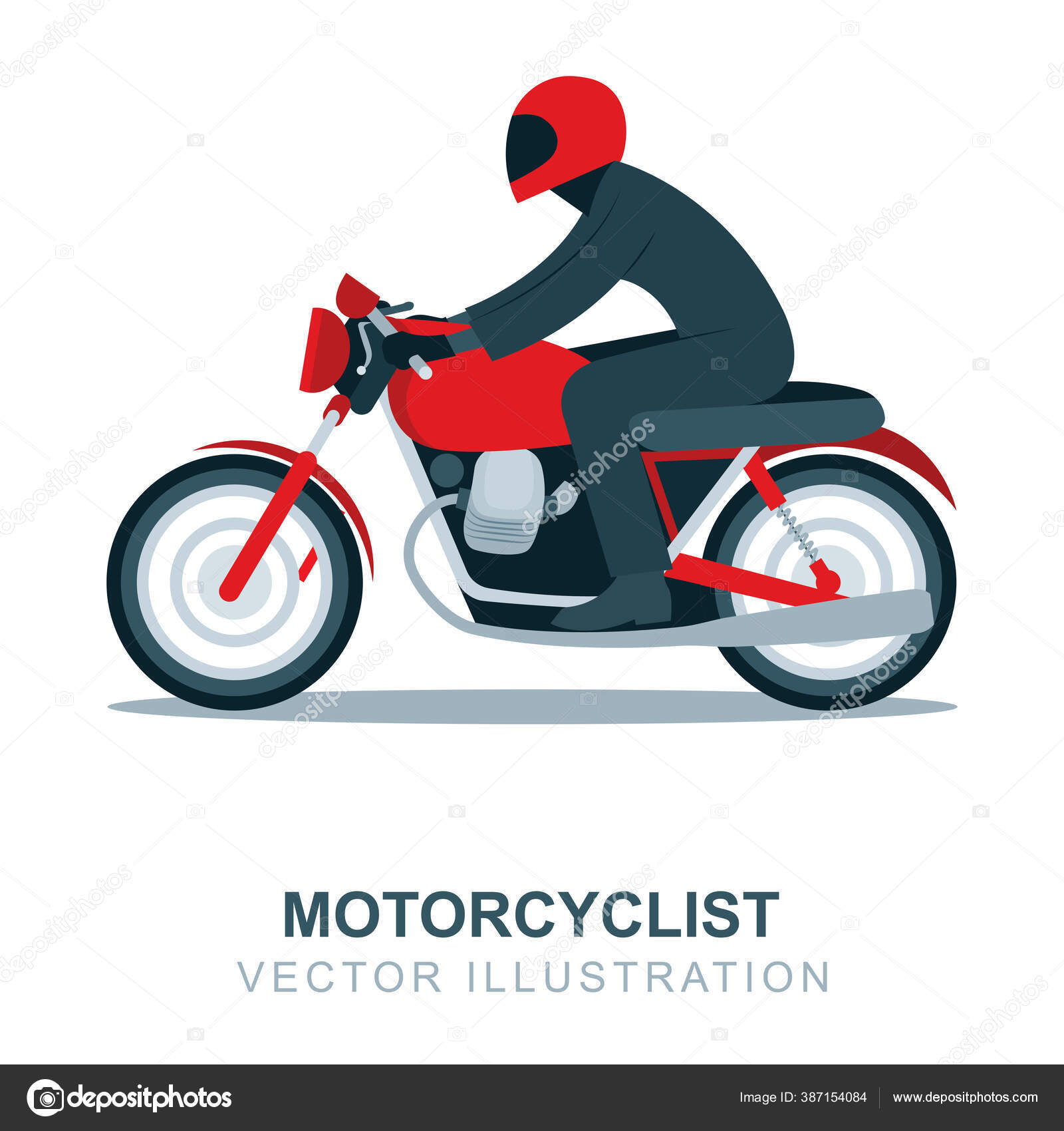 Motorcyclist Motorcycle Rider Vector Illustration Biker Rides ...