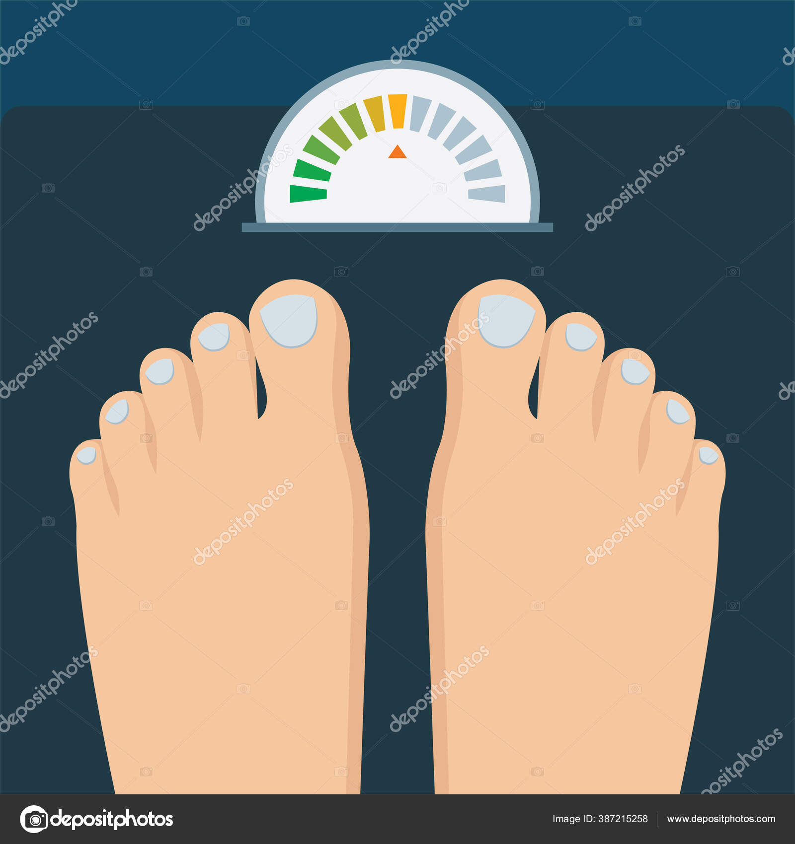 Feet Weighing Scales Overweight Character Stand Weight Scale Concept ...
