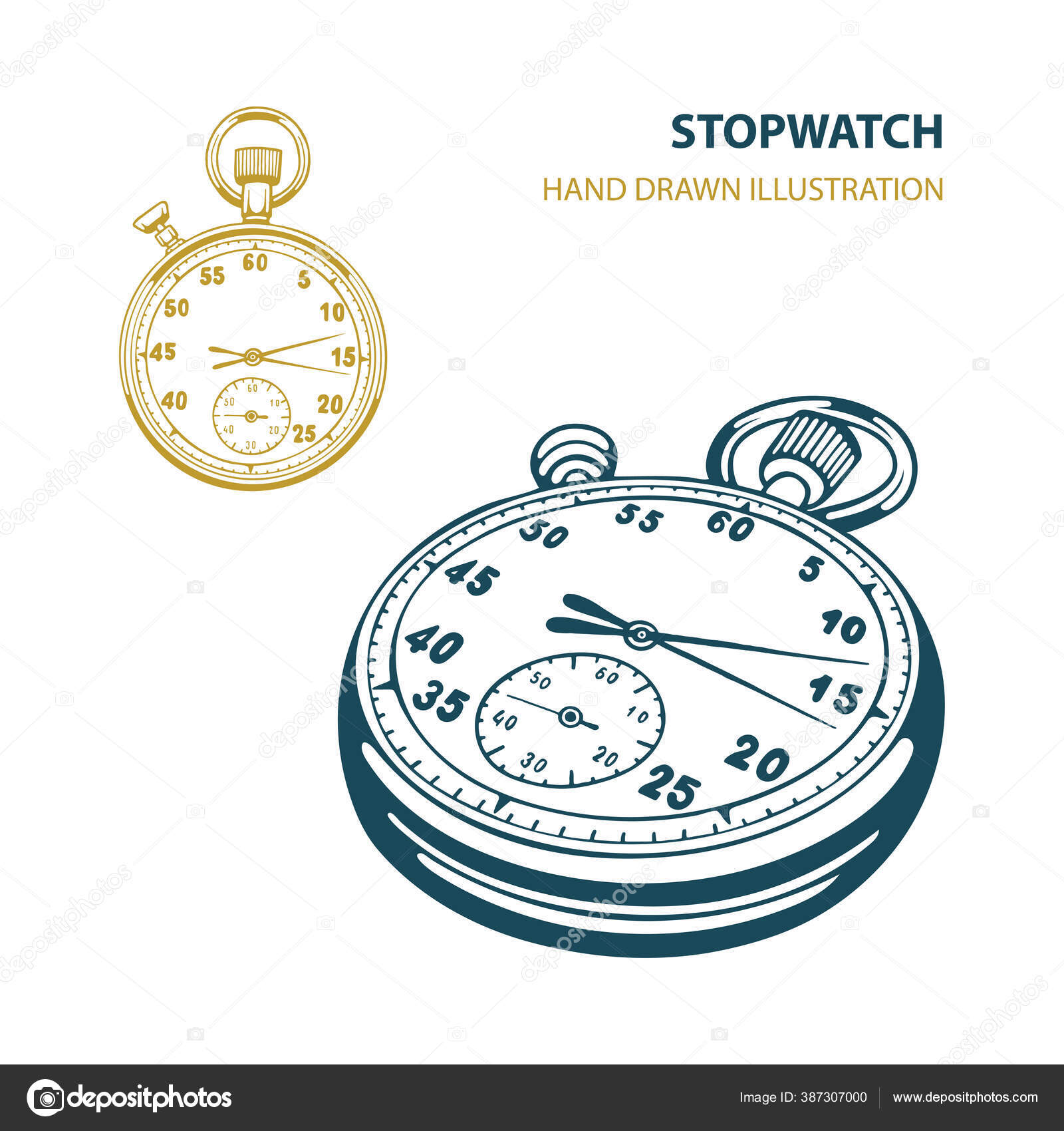 Stopky Stopky Ručně Kreslené Vektorové Ilustrace Izolované Bílém Pozadí ...