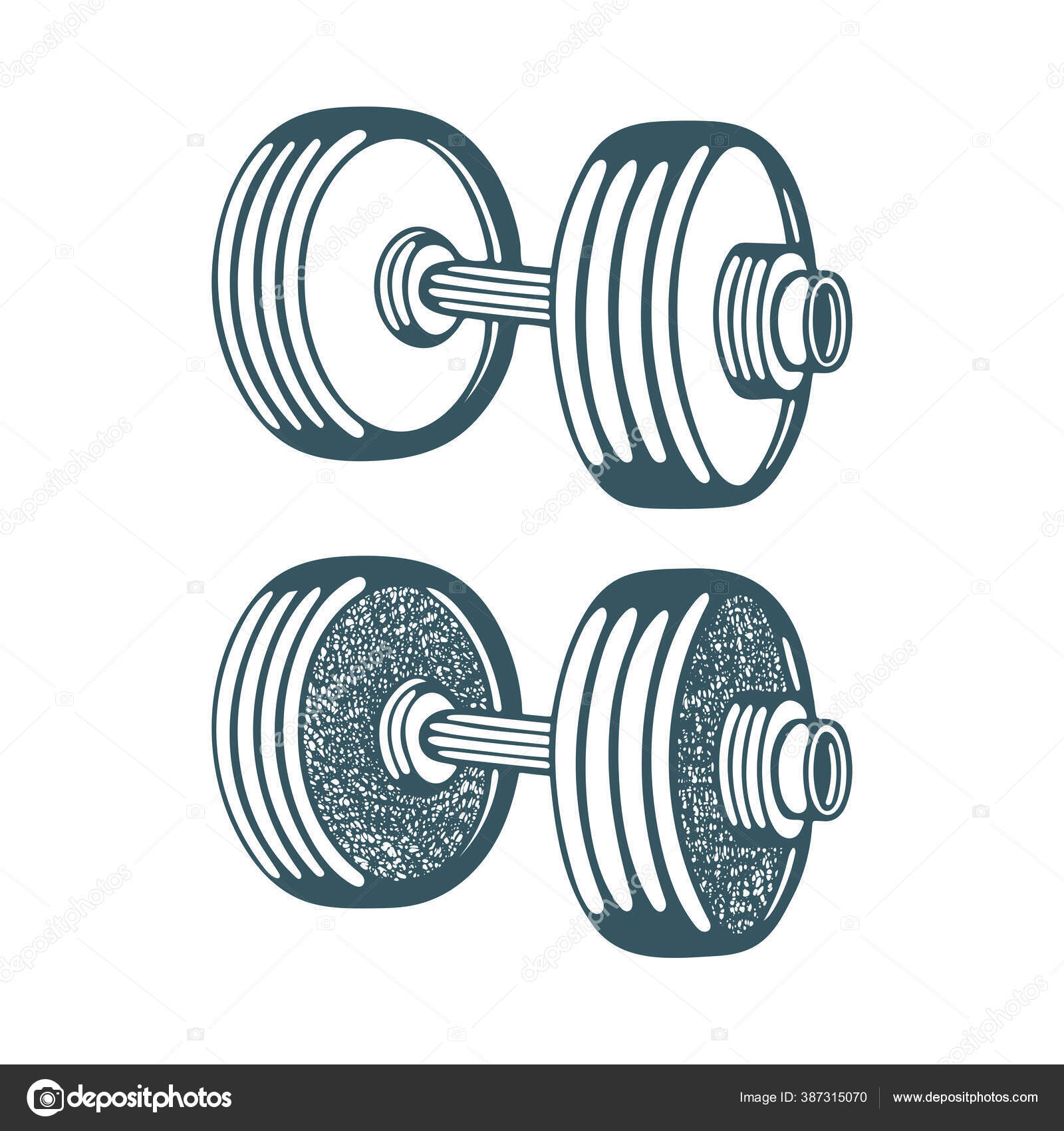 Dumbbells Dumbbells Hand Drawn Vector Illustrations Set Isolated White ...