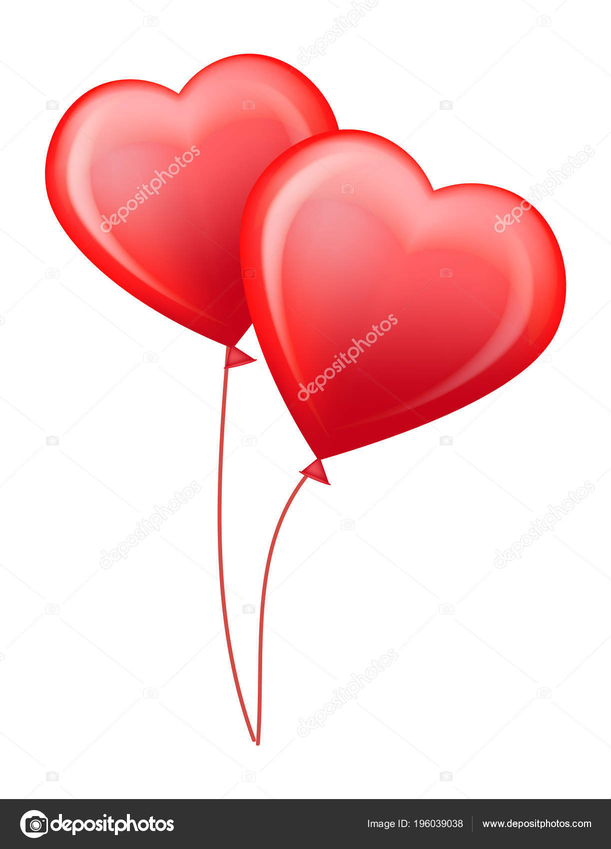 Rode glanzende Helium ballonnen in de vorm van harten stockvector door ...
