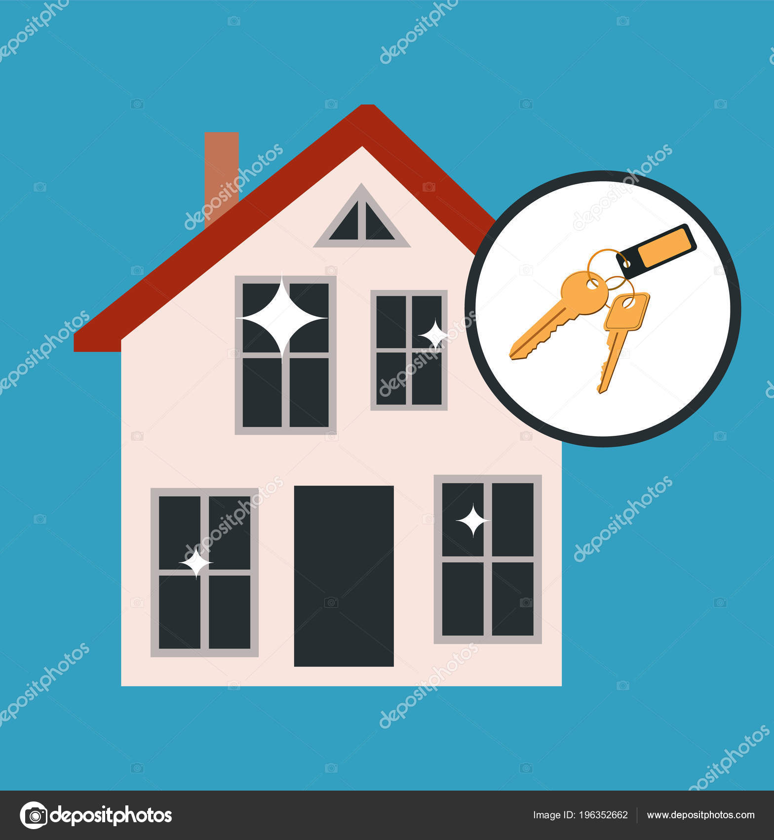 Building and Keys Poster, Vector Illustration Stock Illustration by ...