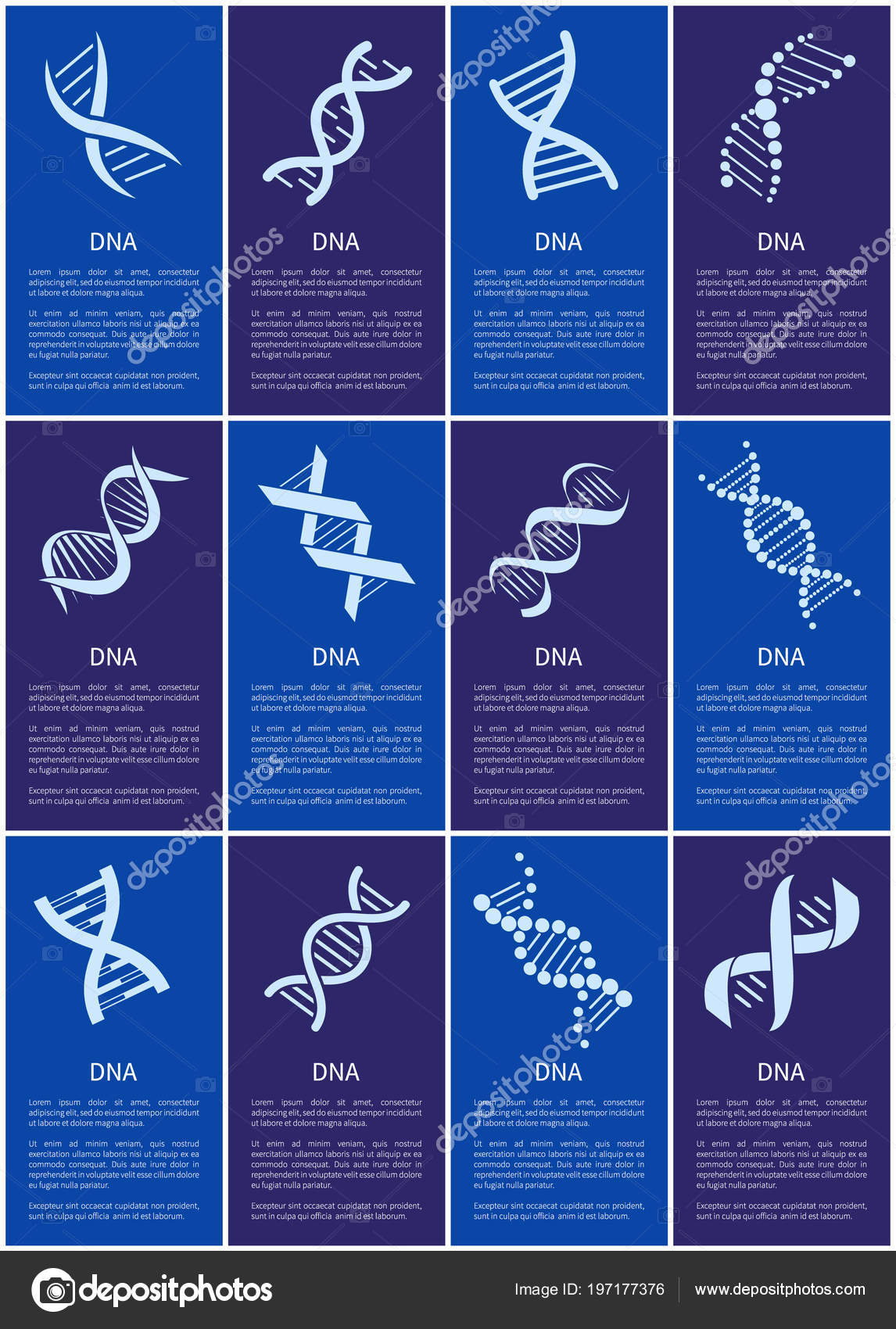 DNA Set of White Spirals Isolated on Blue Backdrop Stock Vector Image ...
