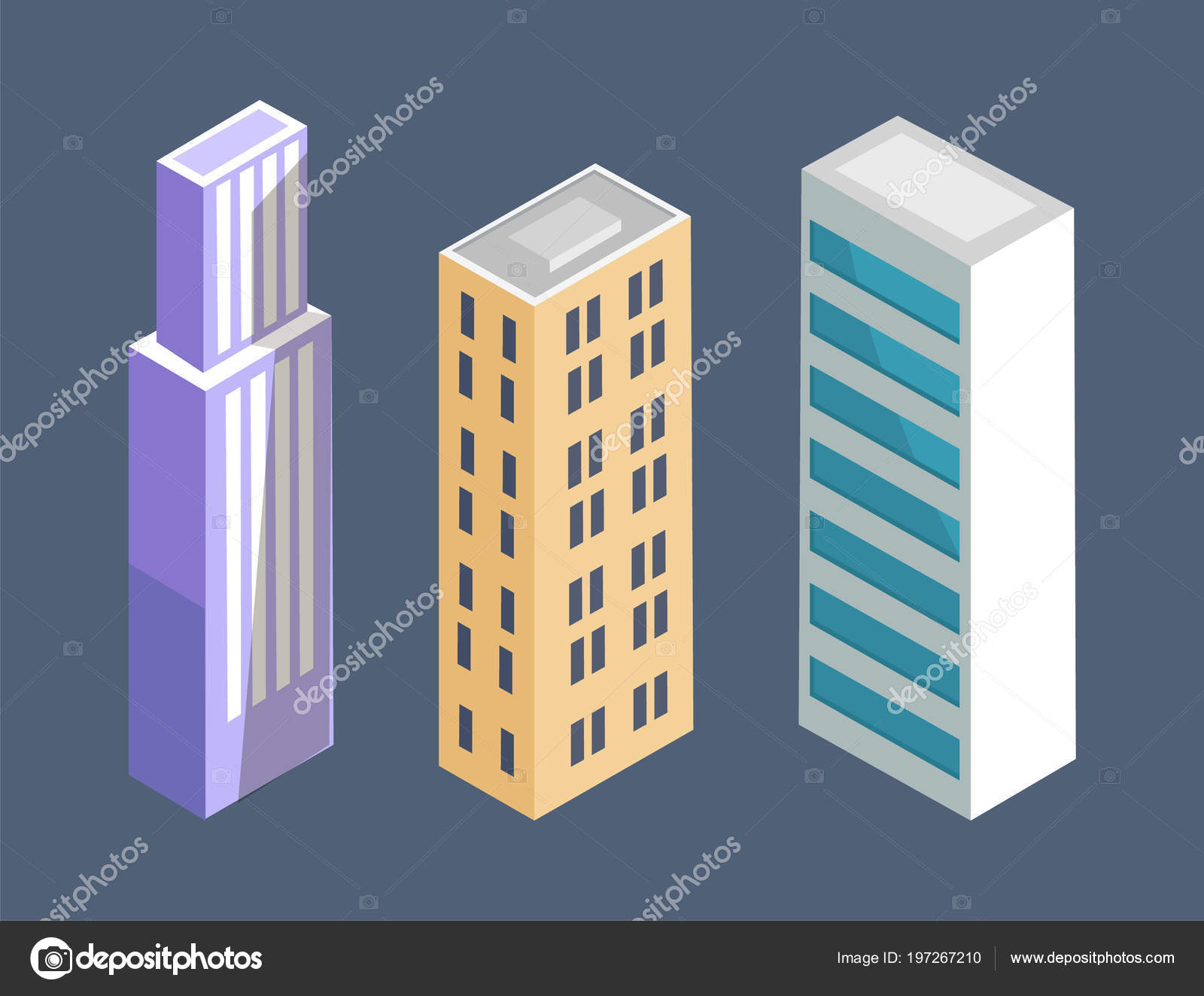 Set of Modern Isometric Buildings Skyscrapers Vector Stock Vector by ...
