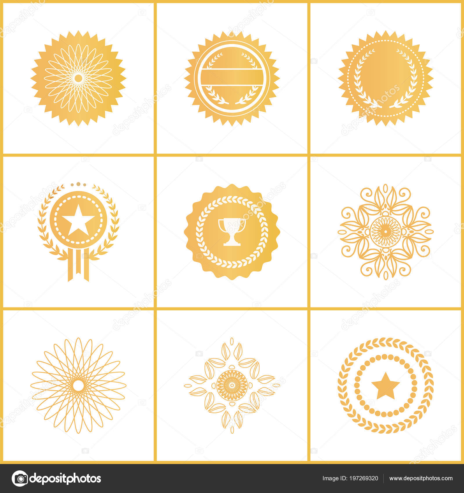 Vector Set Exclusive Golden Stamps Certificate Labels Stock Vector by ...