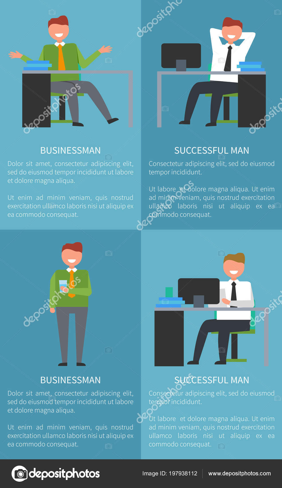 Successful Businessman Posters Vector Illustration Stock Vector Image ...