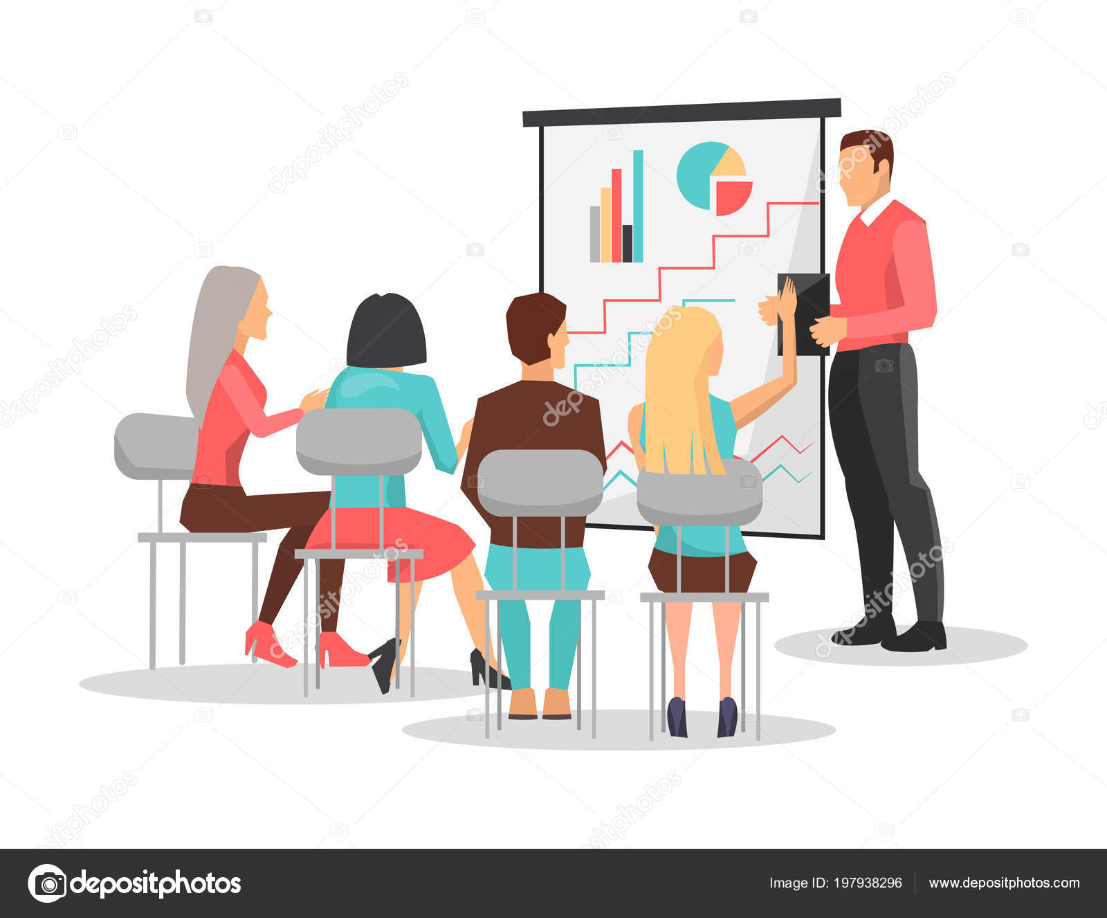 People at Business Training Look at Presentation Stock Vector by ...