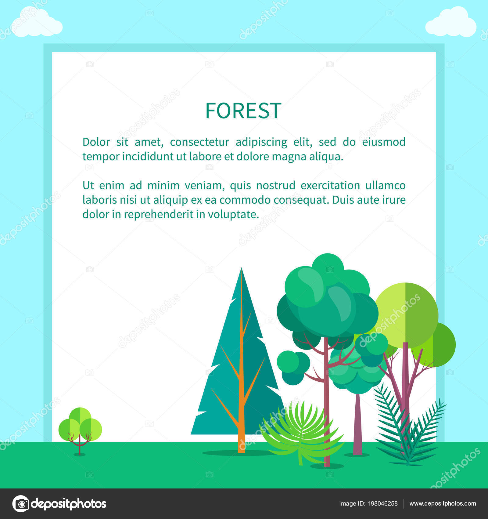 Forest Vector Web Banner with Trees and Bushes Stock Vector Image by ...