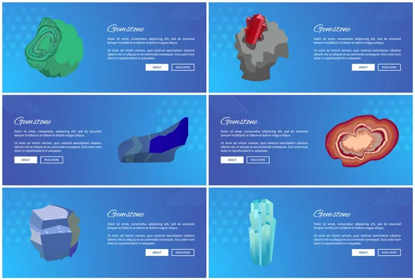 Gemstones Web Posters Set Minerals and Crystals Stock Vector by ...