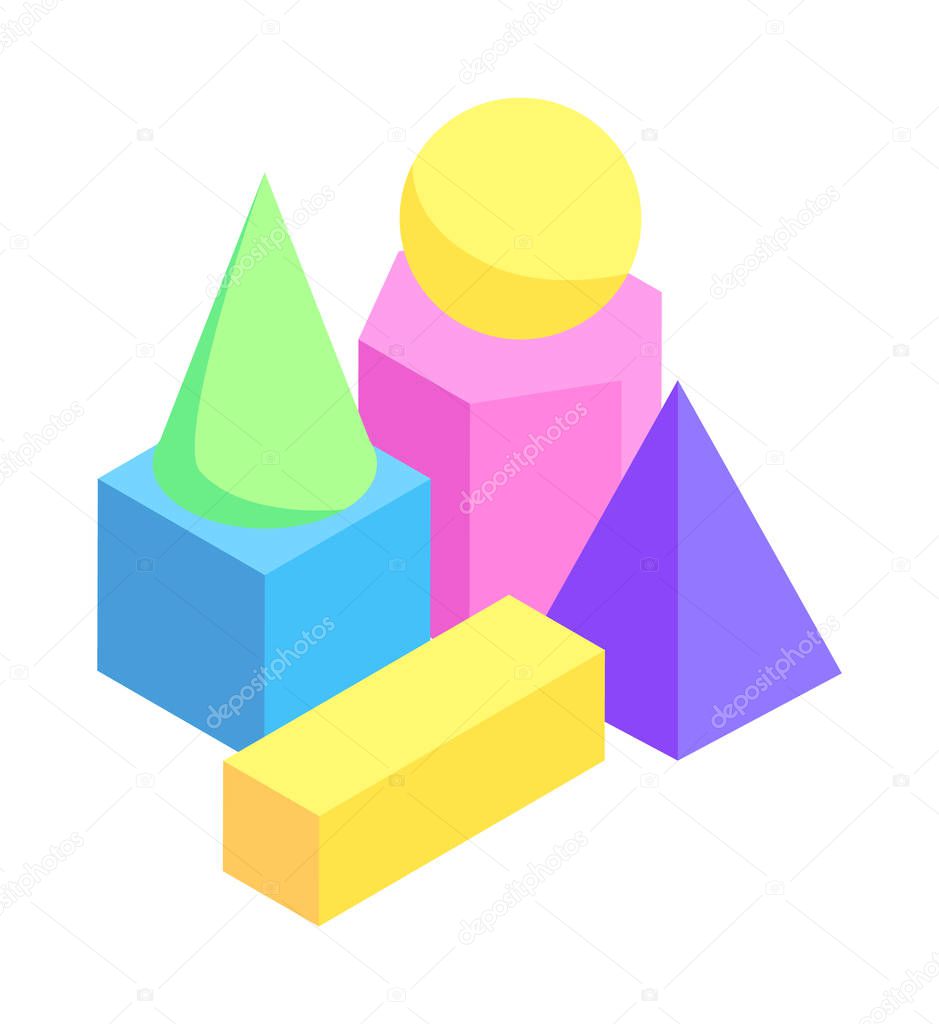 Composición de figuras geométricas, cartel vectorial 2025