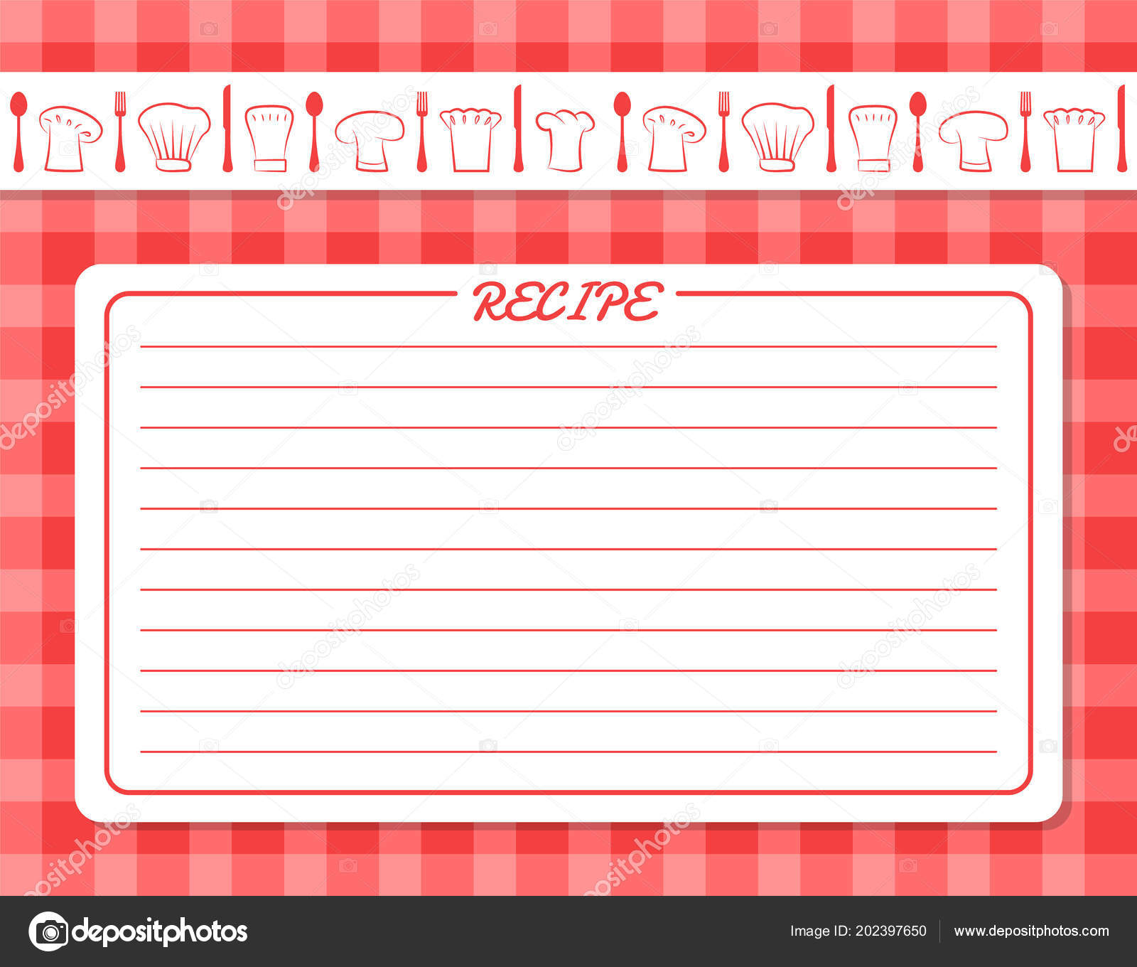 Decorative Card with Lines for Recipe Placement Stock Vector Image by ...