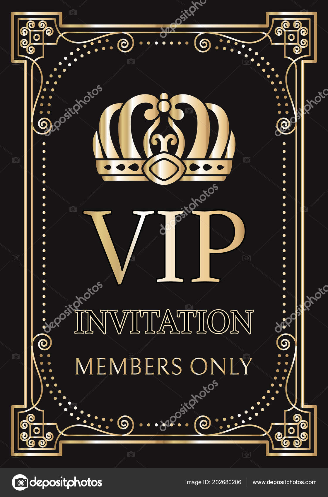 Invitation for VIP Members Only with Gold Crown Stock Vector Image by ...