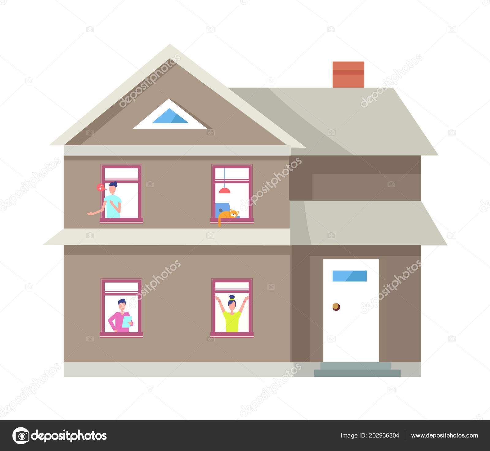 Image vectorielle Deux personnes de maison de Storey dans le bâtiment ...